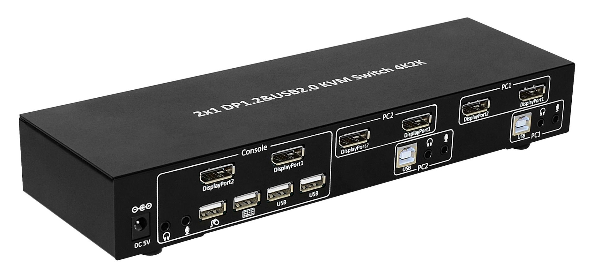 KVM Switch DisplayPort 1.2, 2 ways, Dual-View, with USB-Hub | Unique ...
